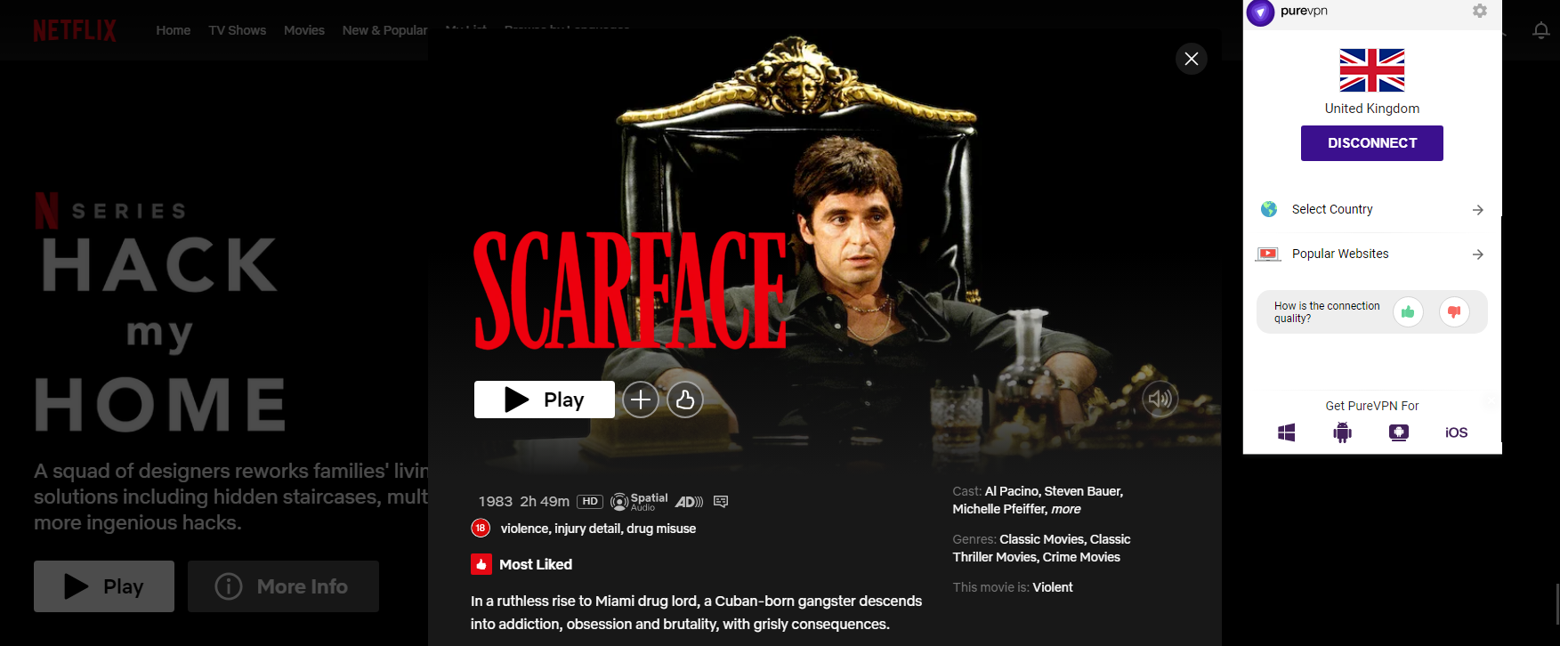 How to watch Scarface on Netflix in the US for Free - PureVPN Blog