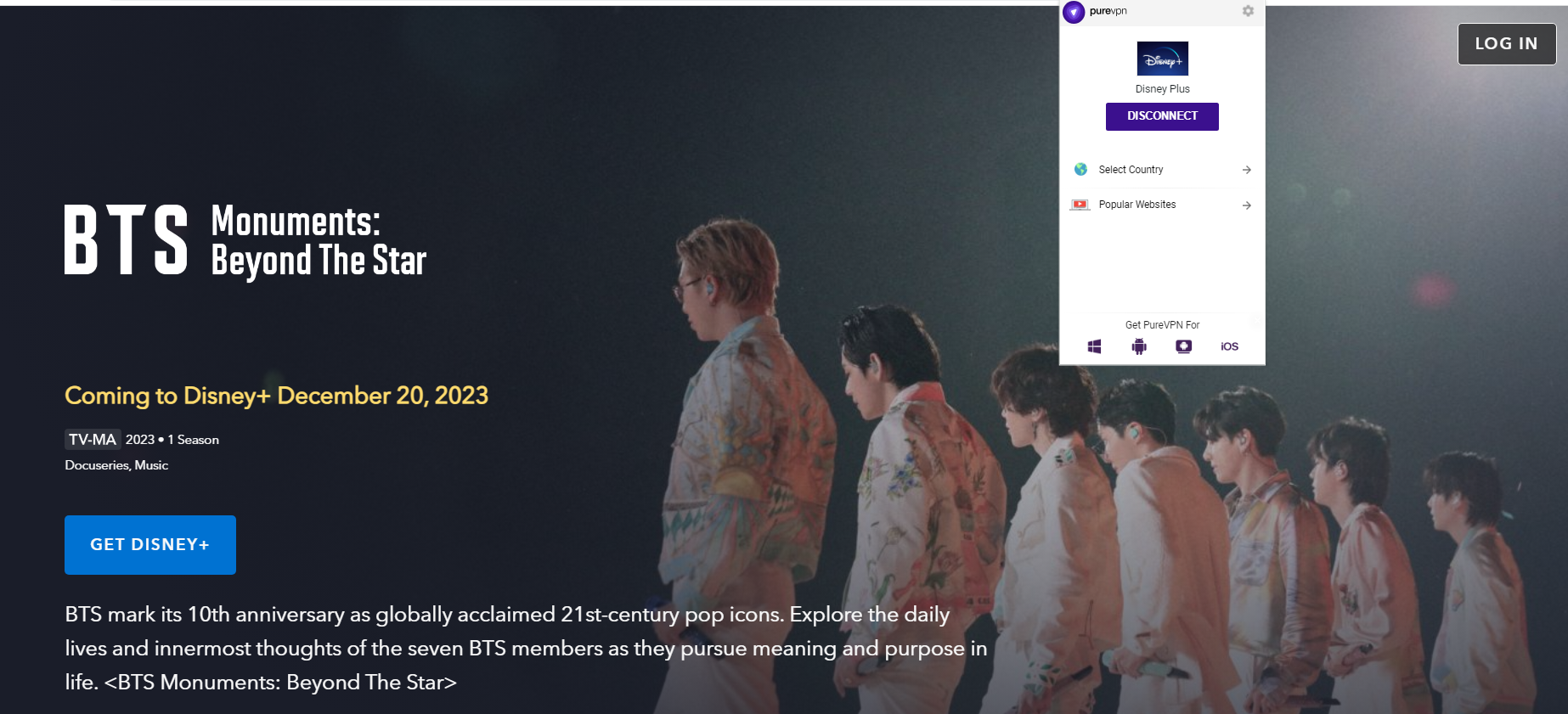 How to watch BTS Monuments: Beyond The Star outside the US on Disney Plus