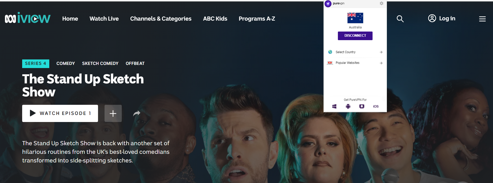 How to watch The Stand Up Sketch Show in the US on ABC iView