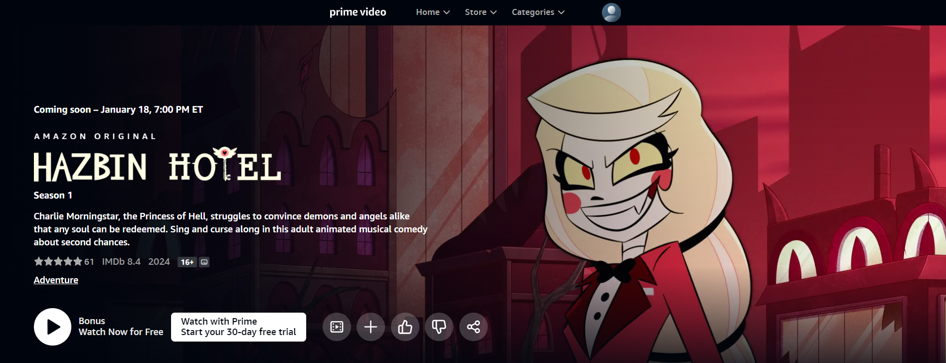 How to watch Hazbin Hotel Season 1 in the UK on Amazon Prime