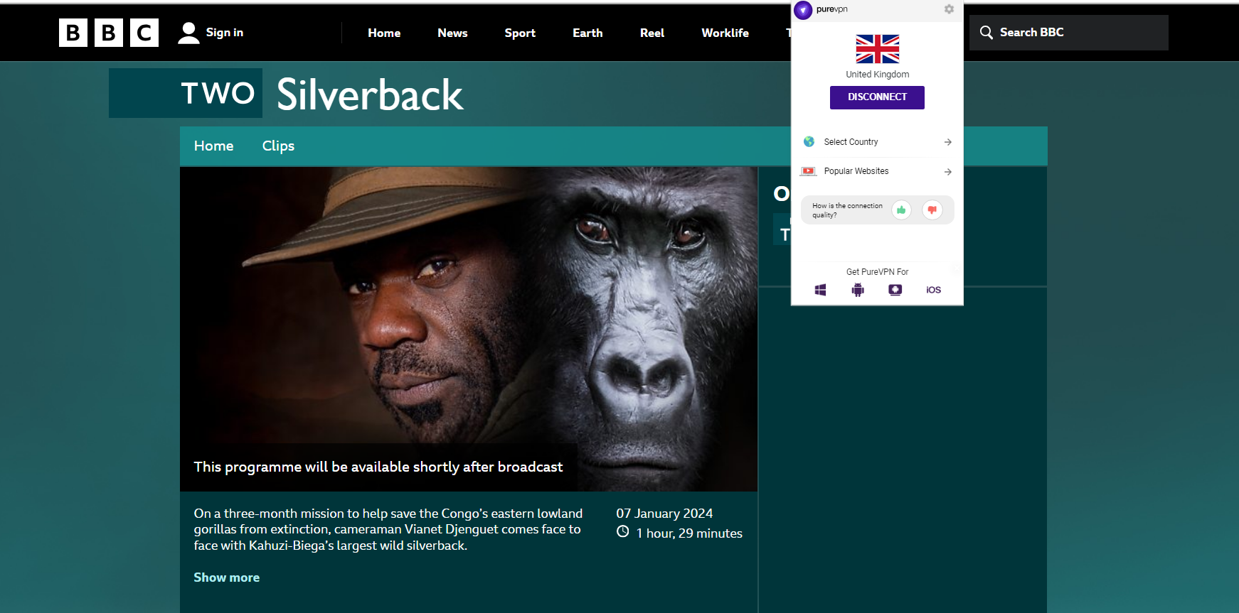 How to watch Silverback in the US on BBC iPlayer