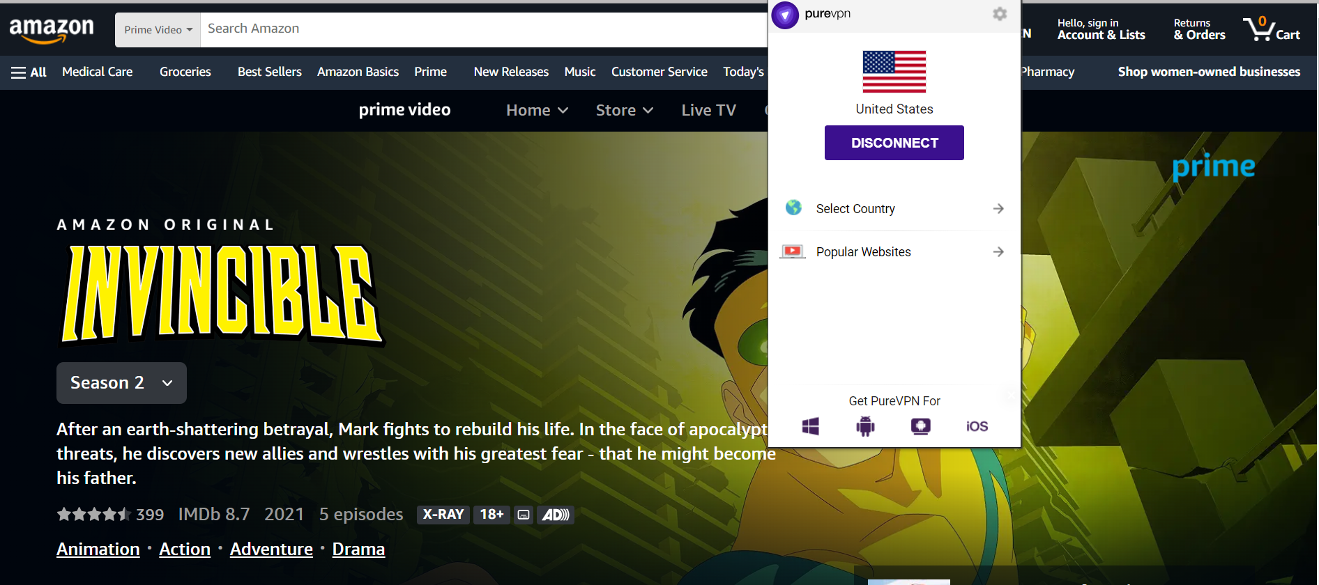 How to watch Invincible Season 2 Part 2 outside the US on Amazon Prime - PureVPN Blog